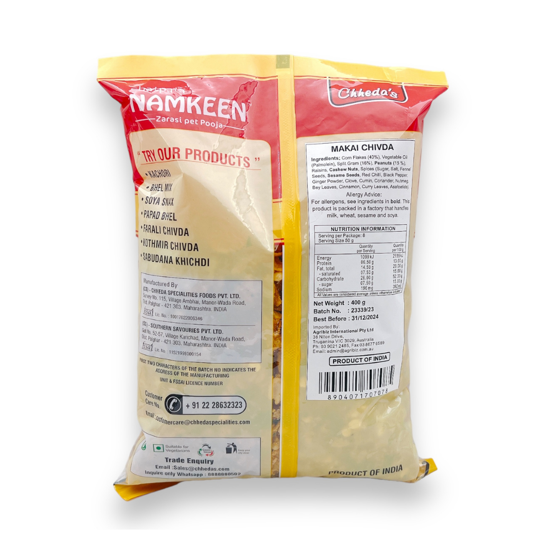 Buy Chhedas Makai Chivda MIxture/ Corn Flakes Snack 400Gm from Online ...