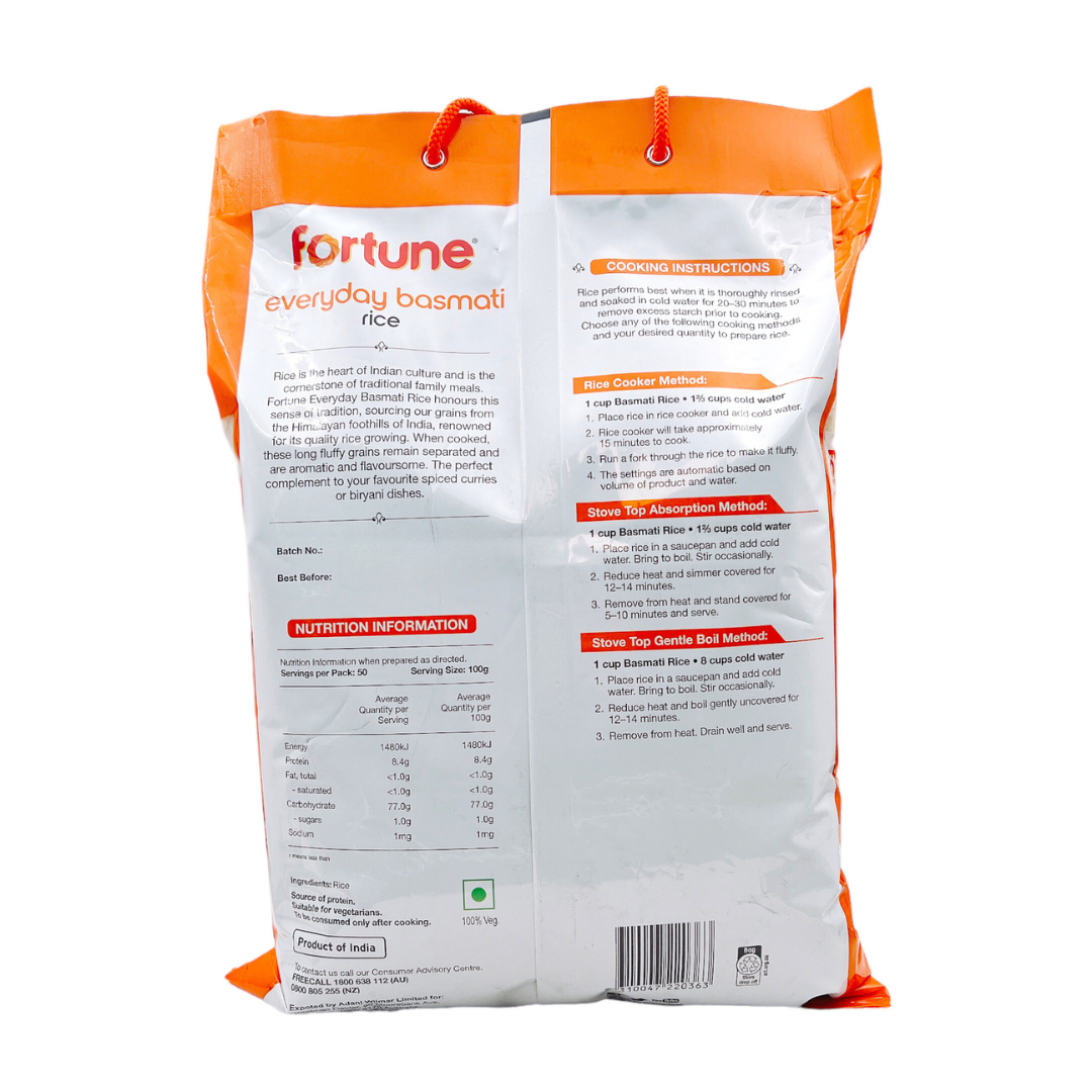 Buy Fortune Every Day Basmati Rice 5Kg from Online Indian Grocery Shop ...